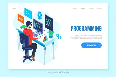 Free Vector Isometric Programming Landing Page Template
