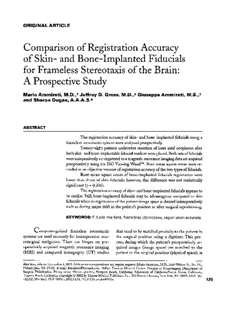 Pdf Comparison Of Registration Accuracy Of Skin And Bone Implanted