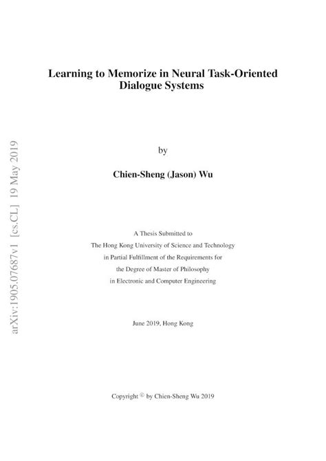 Pdf Learning To Memorize In Neural Task Oriented Dialogue Systems11