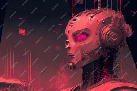 Premium Photo Futuristic Character Robotic Demon Illustration
