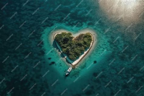 Premium Photo Heartshaped Paradise Romantic Island Oasis In The Ocean
