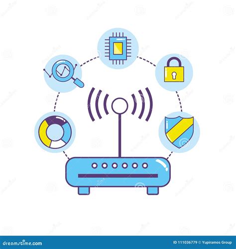 Wifi Router Technology Data Center Connection Stock Vector