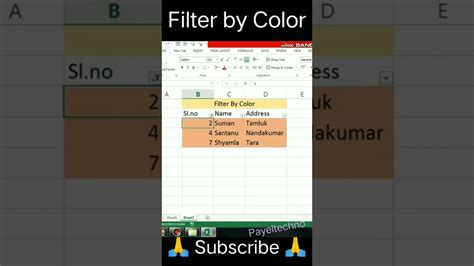 Color Filter In Excel Short Excel Exceltips Exceltutorial Youtube