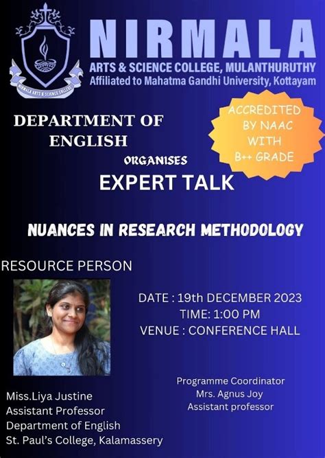 Expert Talk On Research Methodology Nirmala Arts And Science College