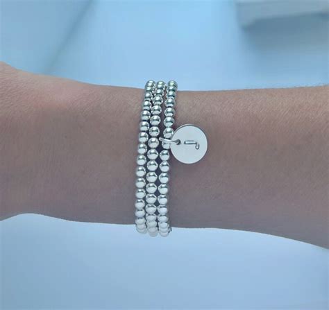 Sterling Silver Initial Charm Bracelet Personalized Silver Bracelet