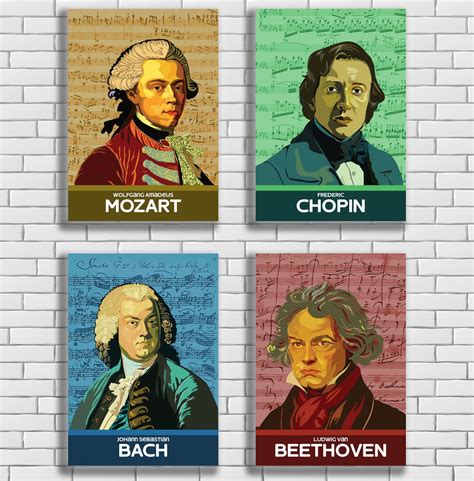 Classical Composers Posters Classical Music Composers Posters Printable Digital Mozart Bach