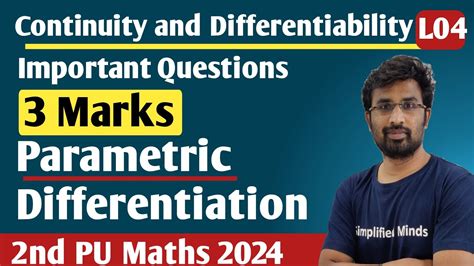 Parametric Differentiation L Nd PUC Maths Exam Marks Important Questions YouTube
