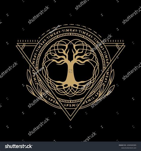 Mysterious Golden Nordic Symbol Vector Design Stock Vector Royalty Free 2294569365 Shutterstock