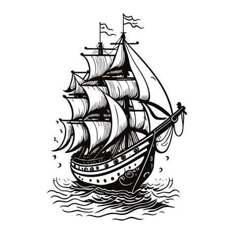 Premium Vector Line Art Illustration Of Pirates Cruise Vector