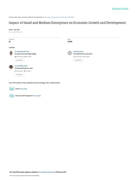 Impact Of Small And Medium Enterprises On Economic Pdf Small And Medium Sized Enterprises