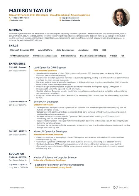 5 Crm Developer Resume Examples And Guide For 2024