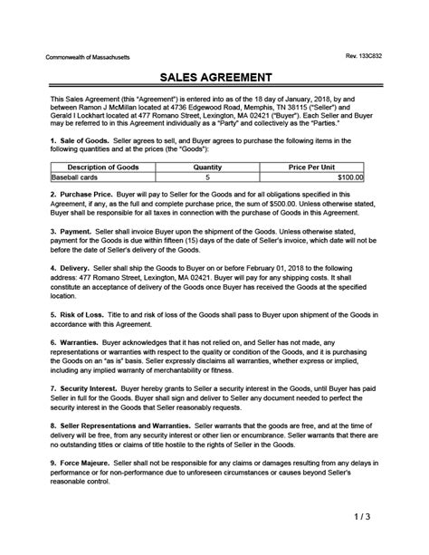Free Sales Agreement Template Pdf And Word
