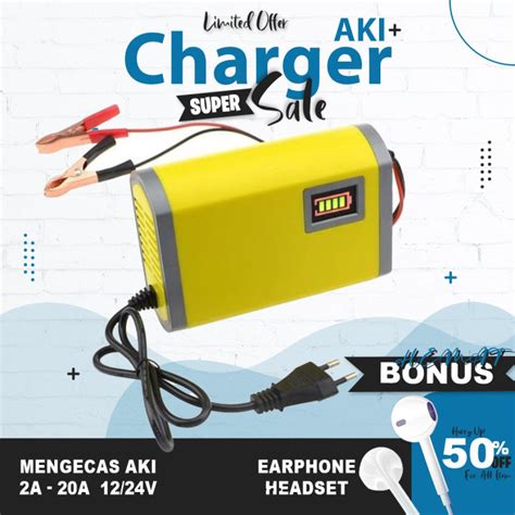 Cas Aki Motor Mobil 12 Dan 24 Volt 2 20 Amper Pengecas Aki Kering Dan