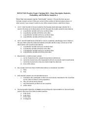 Statistical Analysis Practice Exam Data Descriptive Course Hero