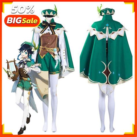 Genshin Impact Venti Cosplay Costume Uniform Wig Cosplay Anime Chinese
