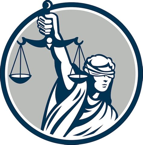 Dama Con Los Ojos Vendados Tenencia Escalas Justicia Frente Retro