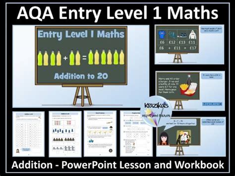 Aqa Entry Level 1 Maths Addition Powerpoint Lesson And Workbook