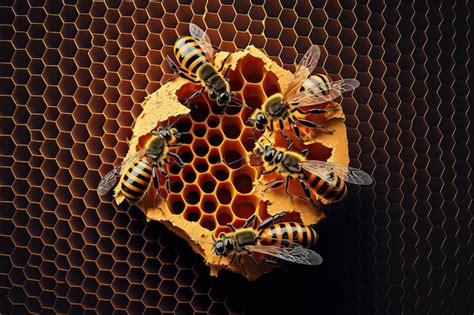 Imagen Generada Por Ia De Abejas Construyendo Un Panal Foto Premium