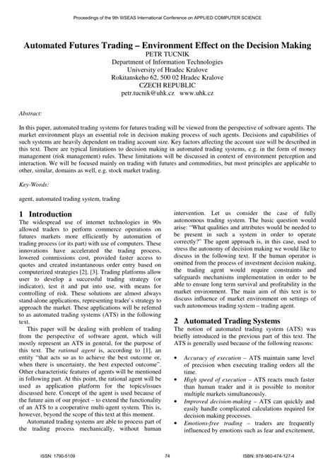 Pdf Automated Futures Tradingenvironment Effect On The Decision Making