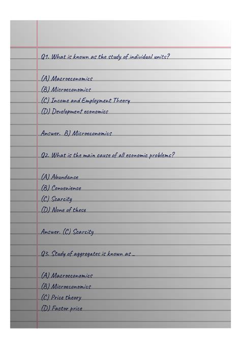 Mcq On Macroeconomics For Class 12 With Answers