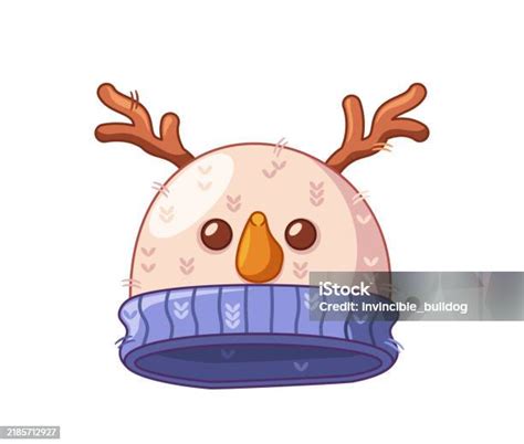 재미 있은 크리스마스 마스코트 디자인과 귀여운 모직 모자 나뭇 가지 뿔 당근 코와 석탄 눈을 장식 0명에 대한 스톡 벡터 아트 및 기타 이미지 Istock
