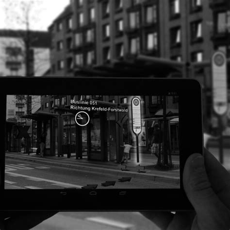 augmented reality mock up highlighting proper bus station in the city