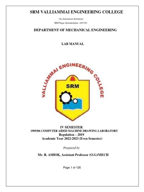 Computer Aided Machine Drawing Laboratory Manual Download Free Pdf