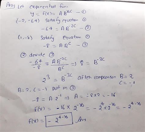 Solved 1 Find The Equation For An Exponential Function That Passes Course Hero