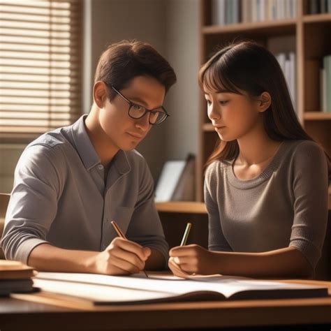 Premium PSD A Man And A Woman Are Writing In A Notebook