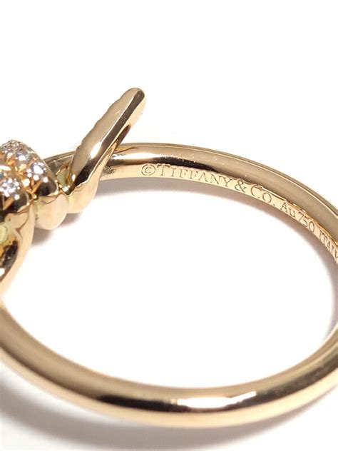 【tiffany＆co】ティファニー『k18pg ノット リング ダイヤモンド』9号 1週間保証【中古】1635056620019