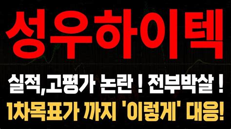 주식 성우하이텍 실적고평가 논란 전부박살 1차목표가 까지 이렇게 대응 Youtube