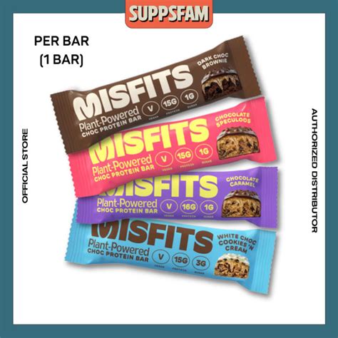 Misfits Vegan Protein Bar All Flavors 1 Bar Plant Based High
