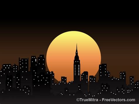 Sunset Skyline Free Vector Freeimages