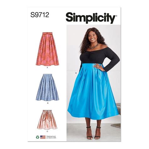 Simplicity S9712 Womens Pleated Skirts Pattern