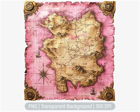 Pink Treasure Map Clipart Pirate Map Png Pirate Girl Junk Journals