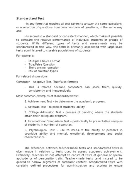 differences between standardized and teacher made tests pdf standardized tests test