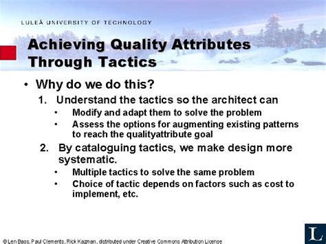 Software Engineering Lecture Quality Attributes Outline Architecture