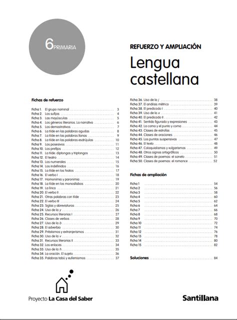 ᐉ Refuerzo y Ampliacion Lengua 6 Primaria Santillana PDF Web Nº