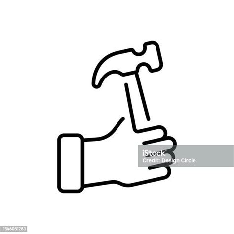 Illustration De La Conception De Licône Hammer Hand Outline Icon