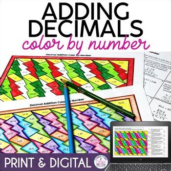 Adding Decimals Coloring Decimal Addition Color By Number TpT