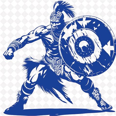 Un Dibujo De Un Guerrero Con Un Escudo Y Un Escudo Archivo Psd Premium