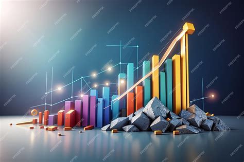 Premium Ai Image 3d Render Business Graph With Flying Bar Chart Space For Business Startup And