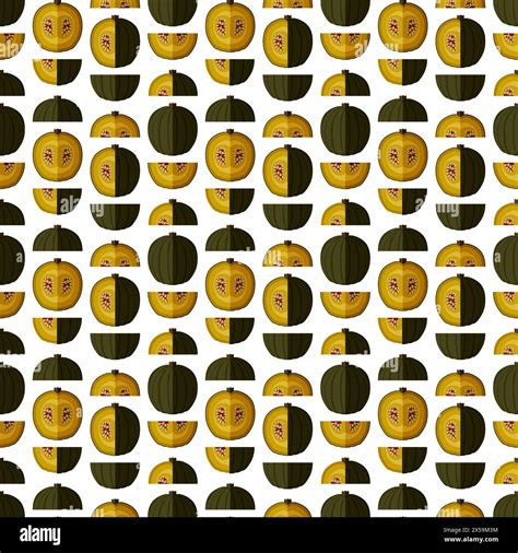 Seamless Pattern With Zapallo Macre Squash Winter Squash Cucurbita