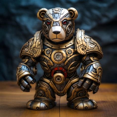 A Gold And Silver Armored Bear Robot Premium Ai Generated Image