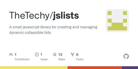 GitHub TheTechy Jslists A Small Javascript Library For Creating And Managing Dynamic
