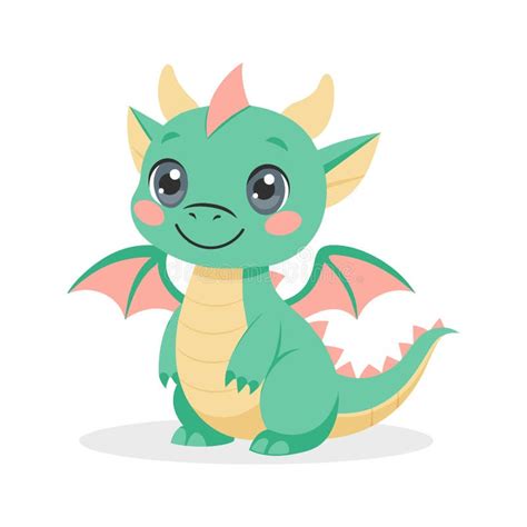 Lindo Dragón De Dibujos Animados Bebé Dragón O Dinosaurio Lindo