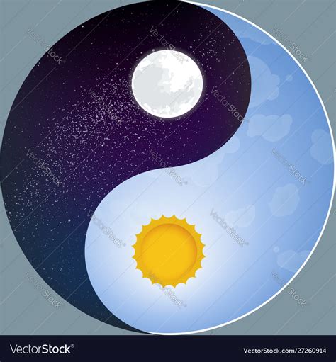 Nature Yin Yang With Sun And Moon Night Day Vector Image