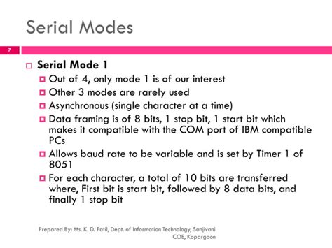 Se Pai Unit 5 Serial Port Programming In 8051 Microcontroller Part 2 Ppt