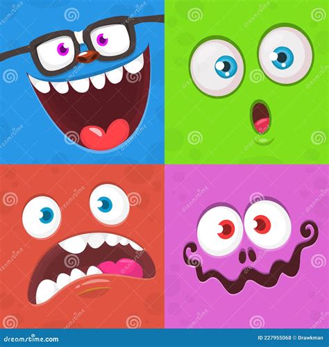 Caras Engraçadas De Monstro De Desenhos Animados Ilustração Da