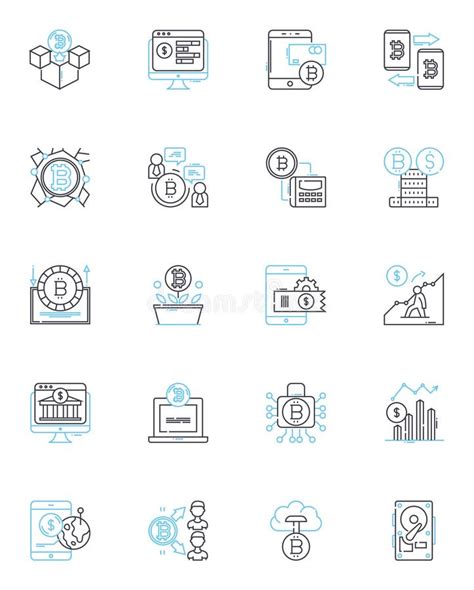 Blockchain Technology Linear Icons Set Decentralization